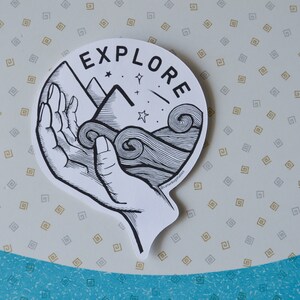 Explore Sticker - Mountain Hiking Outdoors Camping Ocean Sticker ...