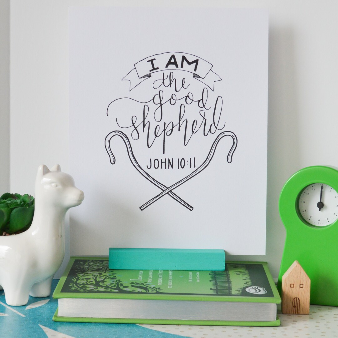 John 10:11 Print Bible Verse I Am the Good Shepherd Art 5x7 8x10 ...