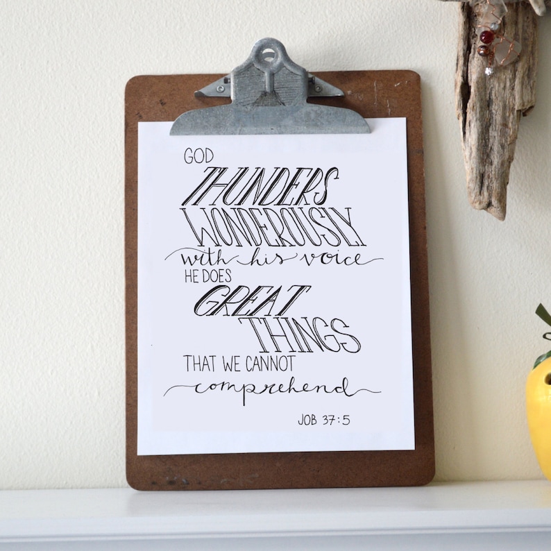 Job 37:5 Printable Bible Verse Art Print 8x10 Digital Wall Art - Etsy