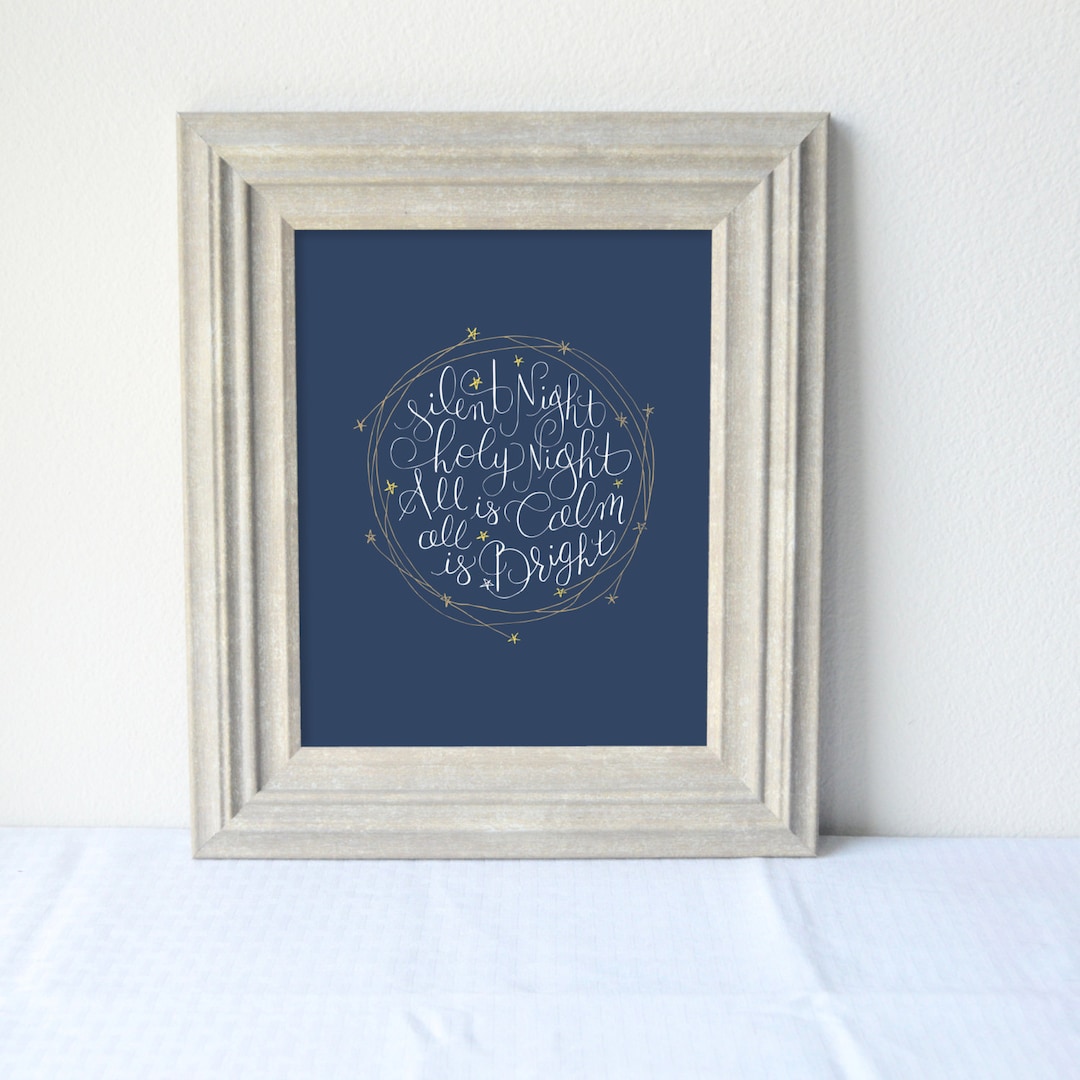 Silent Night Printable Christmas Carol Hymn Art Print Bible Verse 8x10 ...