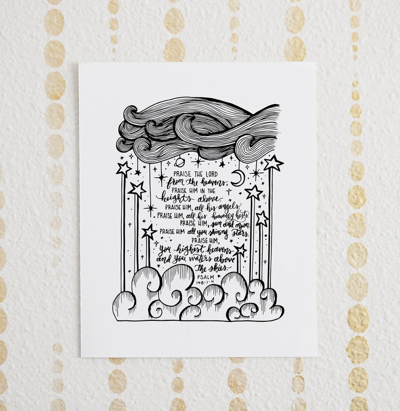 Psalm 148:1-4 Printable Bible Verse Art Print 8x10 Digital - Etsy