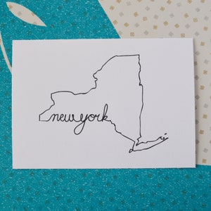 New York Art Print State Outline, 5x7 Print in 8x10 White Mat Board - Etsy