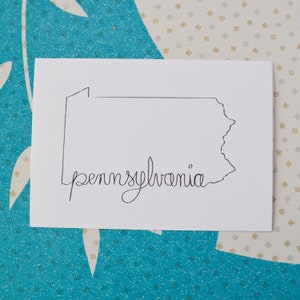 Pennsylvania State Art Print Outline, 5x7 Print in 8x10 White Mat Board ...