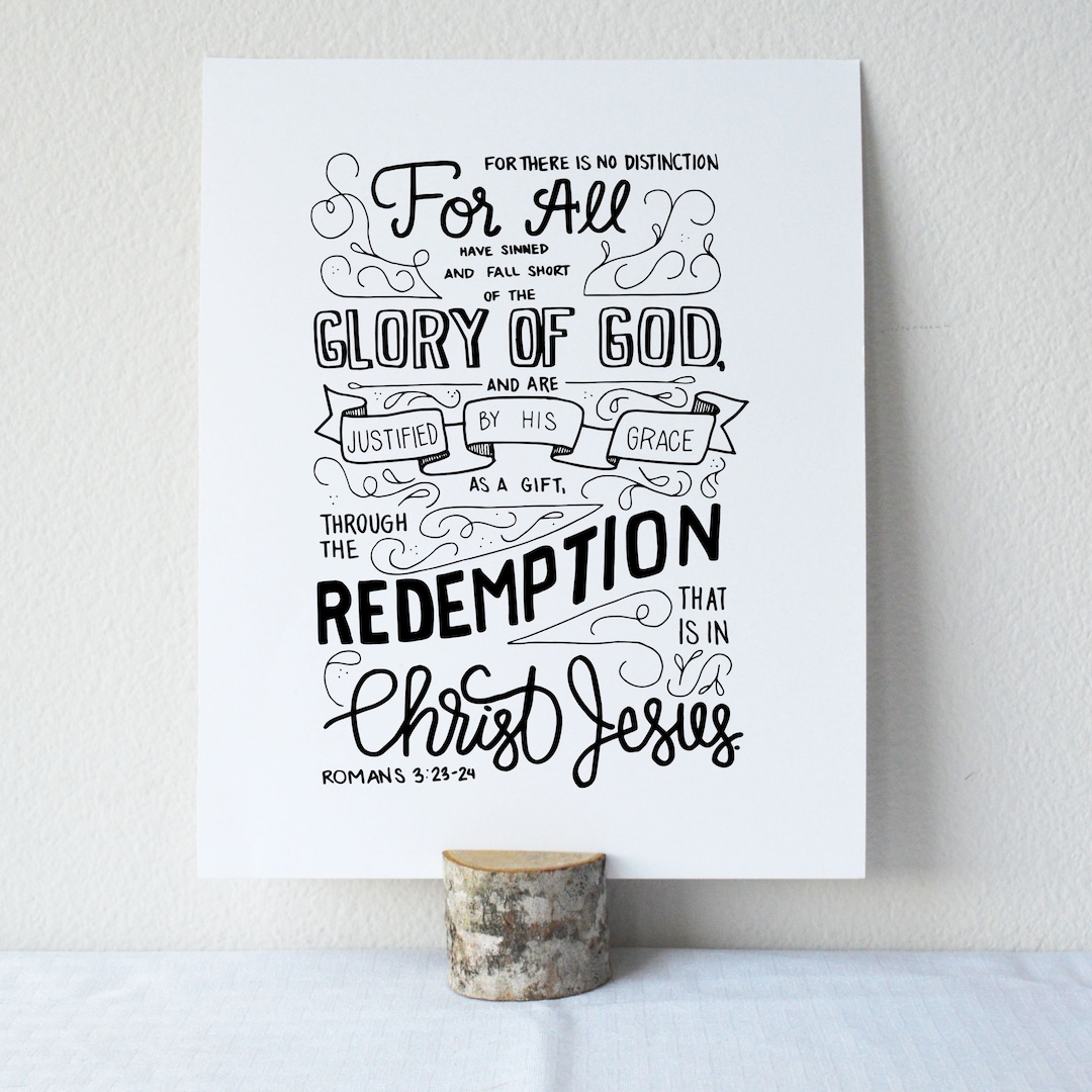 Romans 3:23-24 Printable Bible Verse Art Print 8x10 Digital Wall Art ...