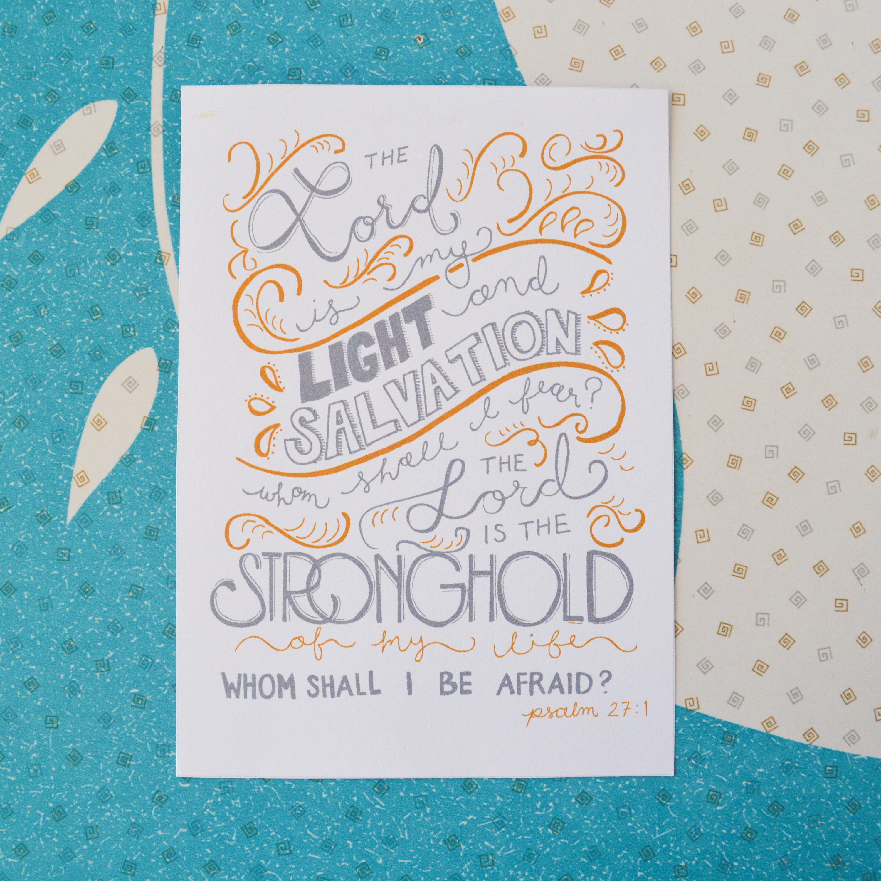 Psalm 27:1 Print Bible Verse The Lord is My light an salvation | Etsy