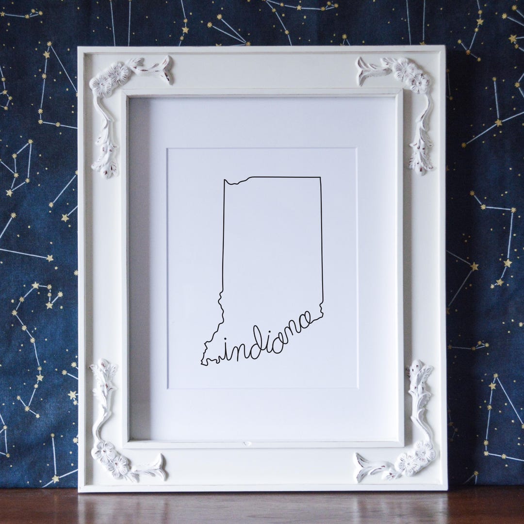 Printable Indiana State Art Print Digital Wall Art Gift - Etsy