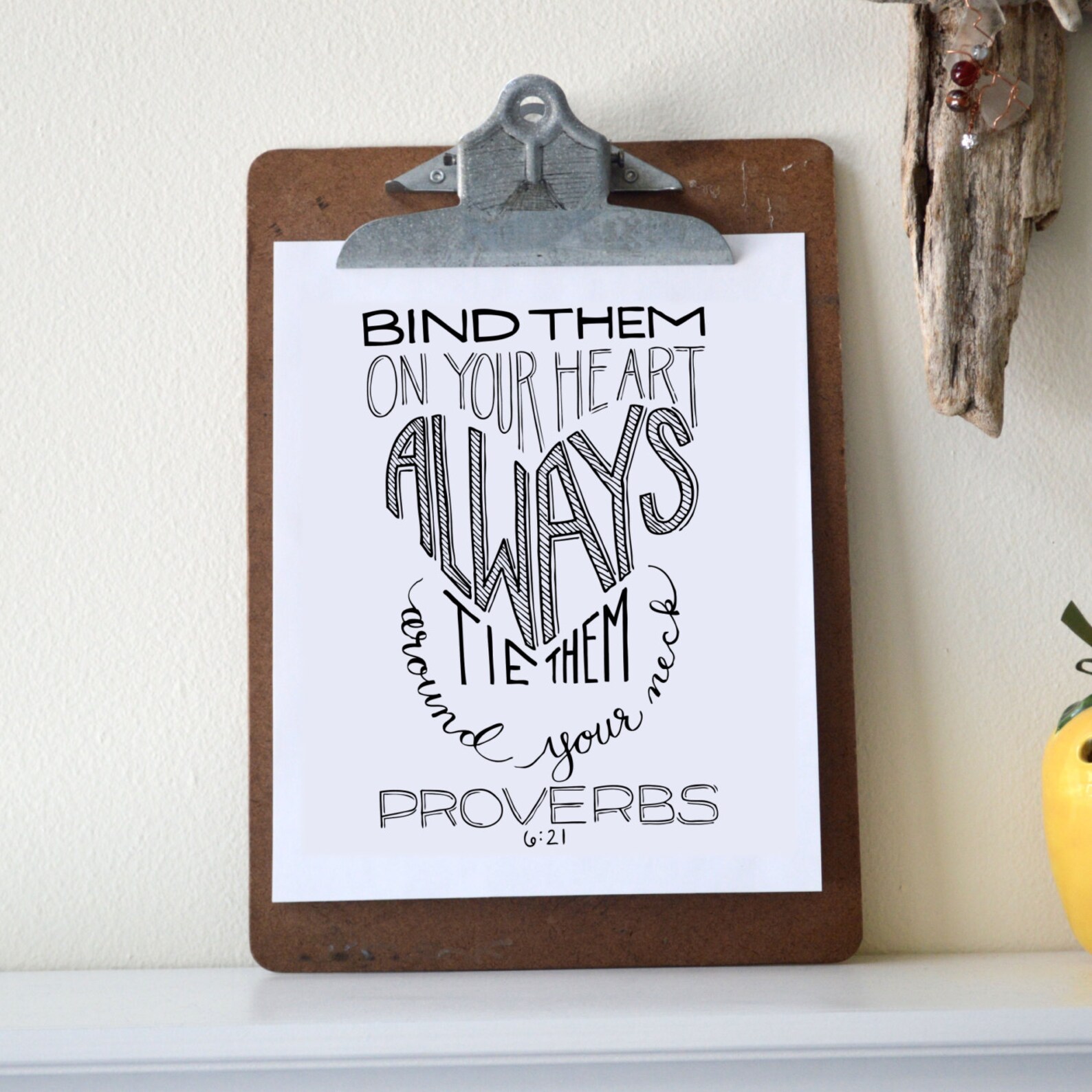 Proverbs 6:21 Printable Bible Verse Art Print 8x10 Digital | Etsy