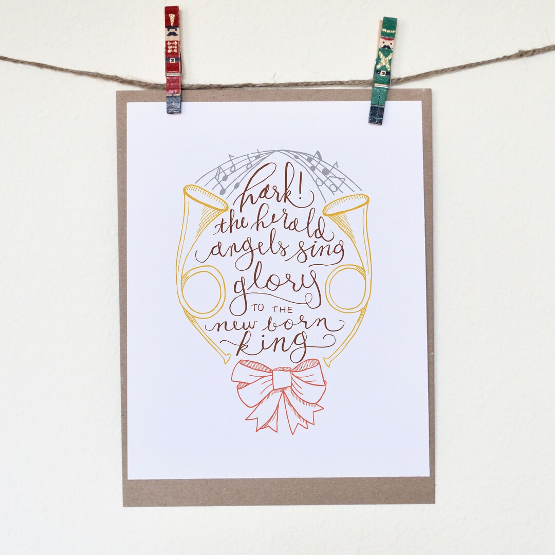 Hark the Herald Angels Sing Printable Christmas Carol Hymn Art - Etsy