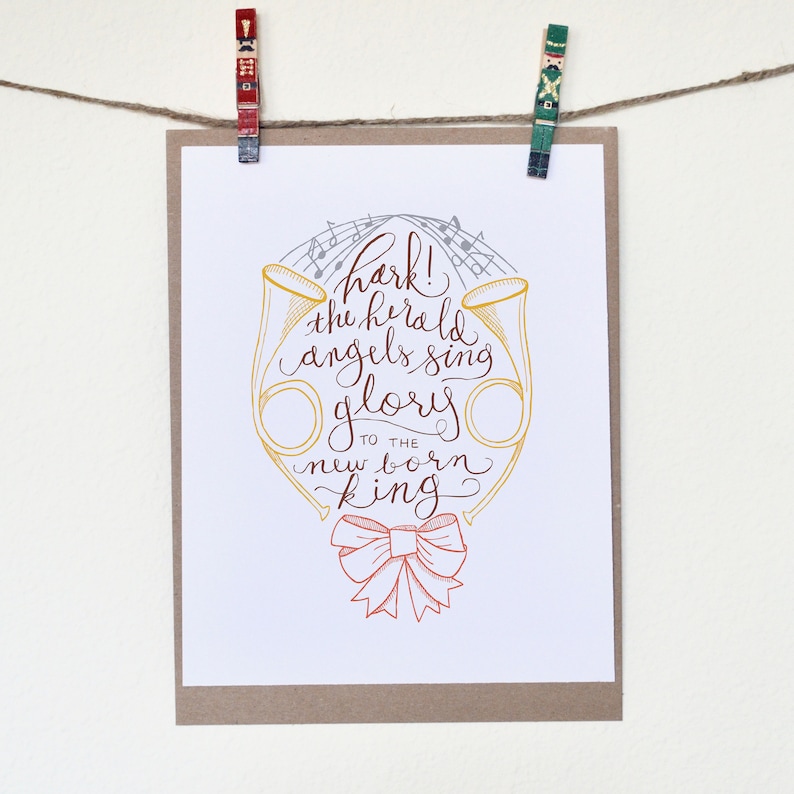 Hark the Herald Angels Sing Printable Christmas Carol Hymn Art - Etsy