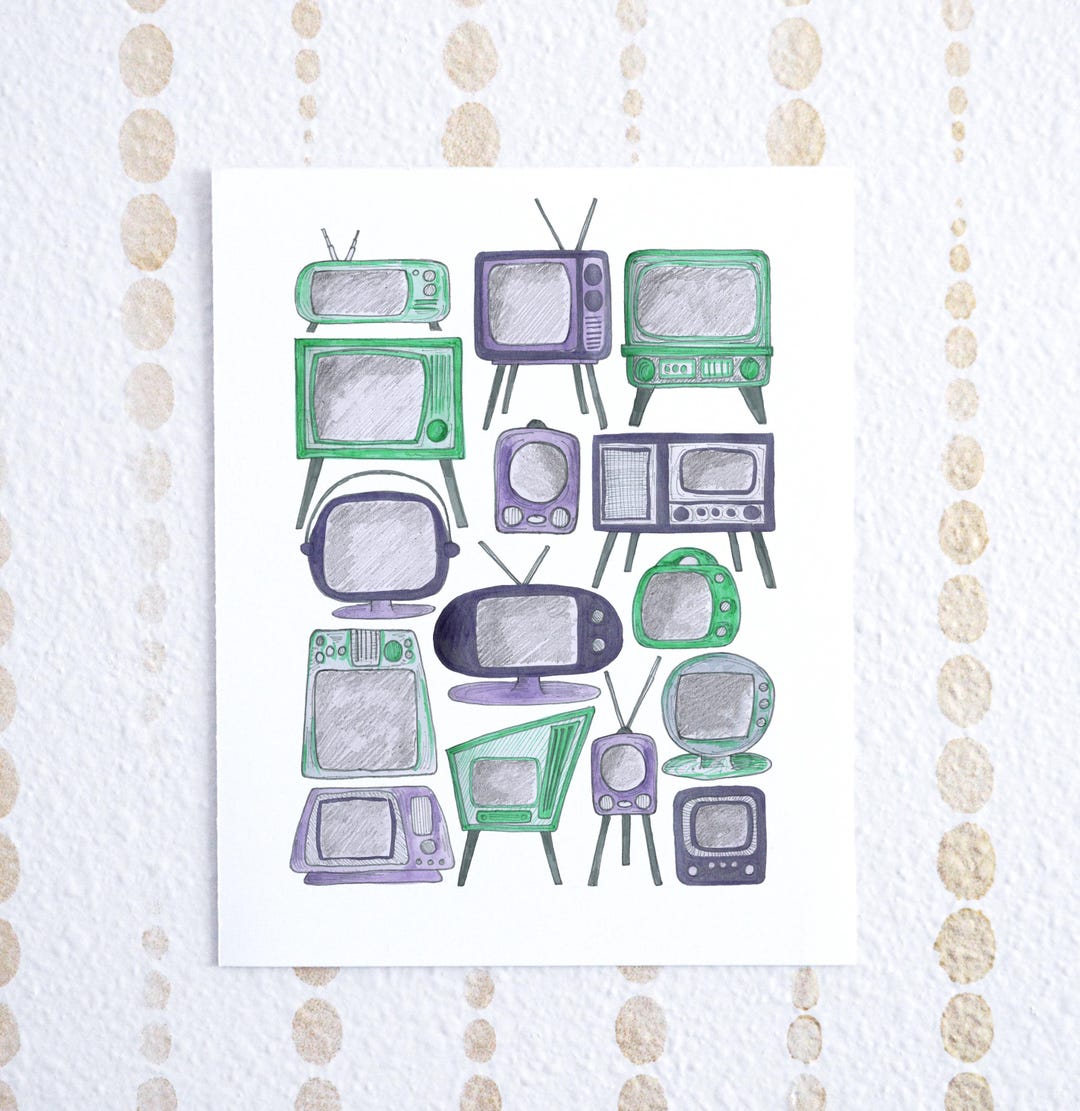 Retro Tv Vintage Style Art Print Minimalist Wall Art Digital Printable ...