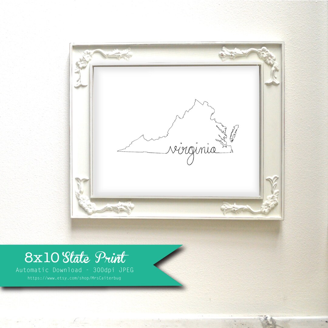 Printable Virginia State Art Print 8x10 Digital Wall Art Gift - Etsy