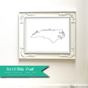 Printable North Carolina State Art Print 8x10 Digital Wall Art - Etsy
