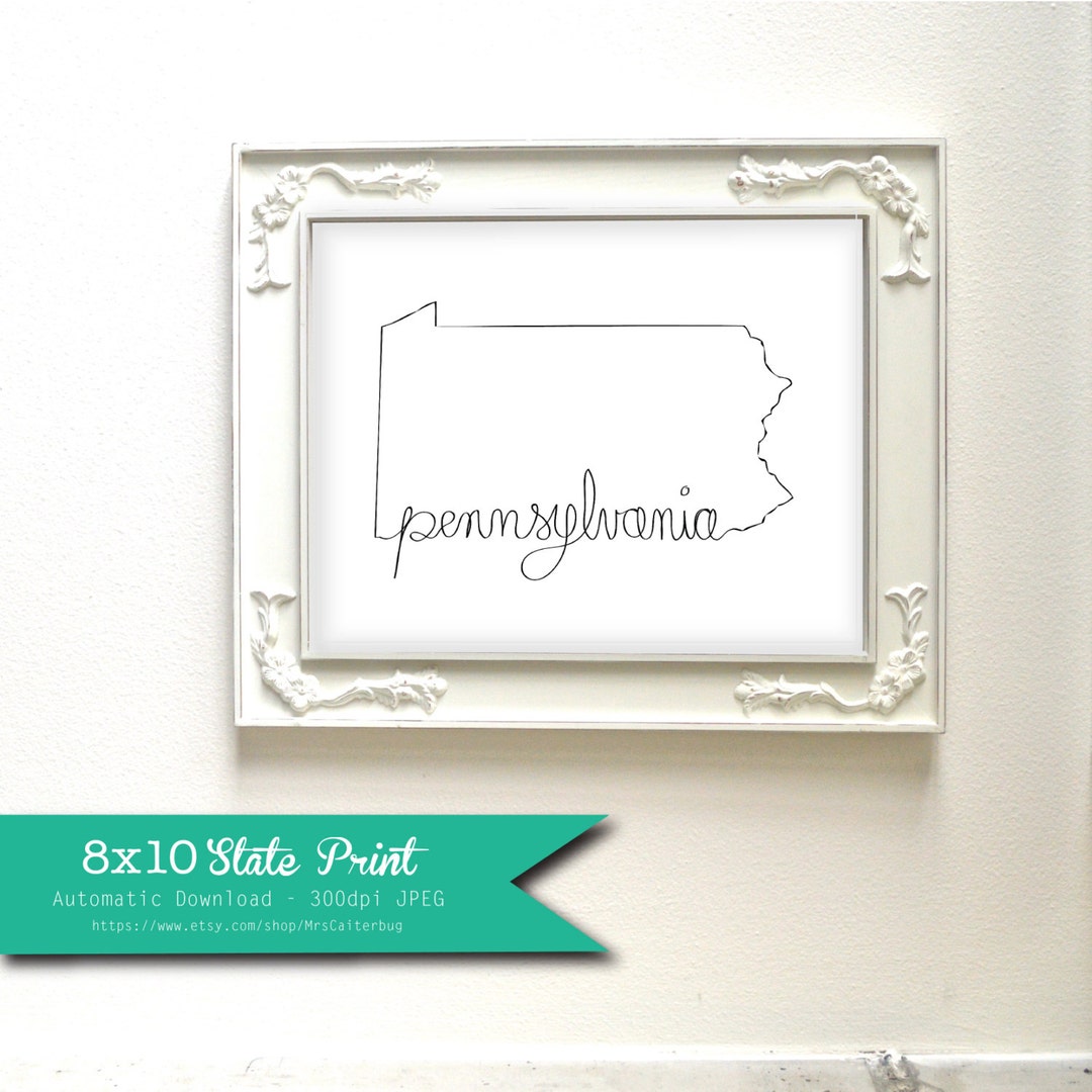 Printable Pennsylvania State Art Print 8x10 Digital Wall Art Gift - Etsy