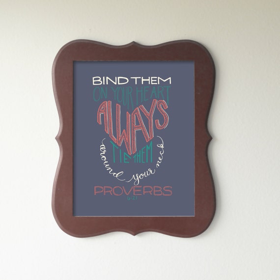Proverbs 6:21 Printable Bible Verse Art Print 8x10 Digital | Etsy