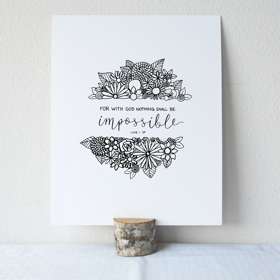 Luke 1:37 Printable Bible Verse Art Print 8x10 Digital Wall - Etsy