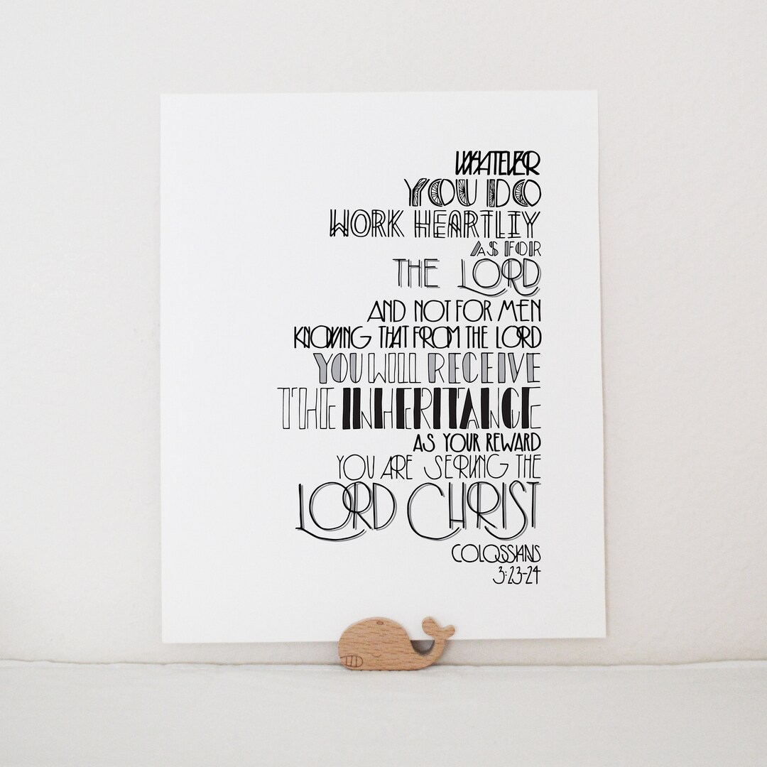 Colossians 3:23-24 Printable Bible Verse Art Print 8x10 Digital Wall ...