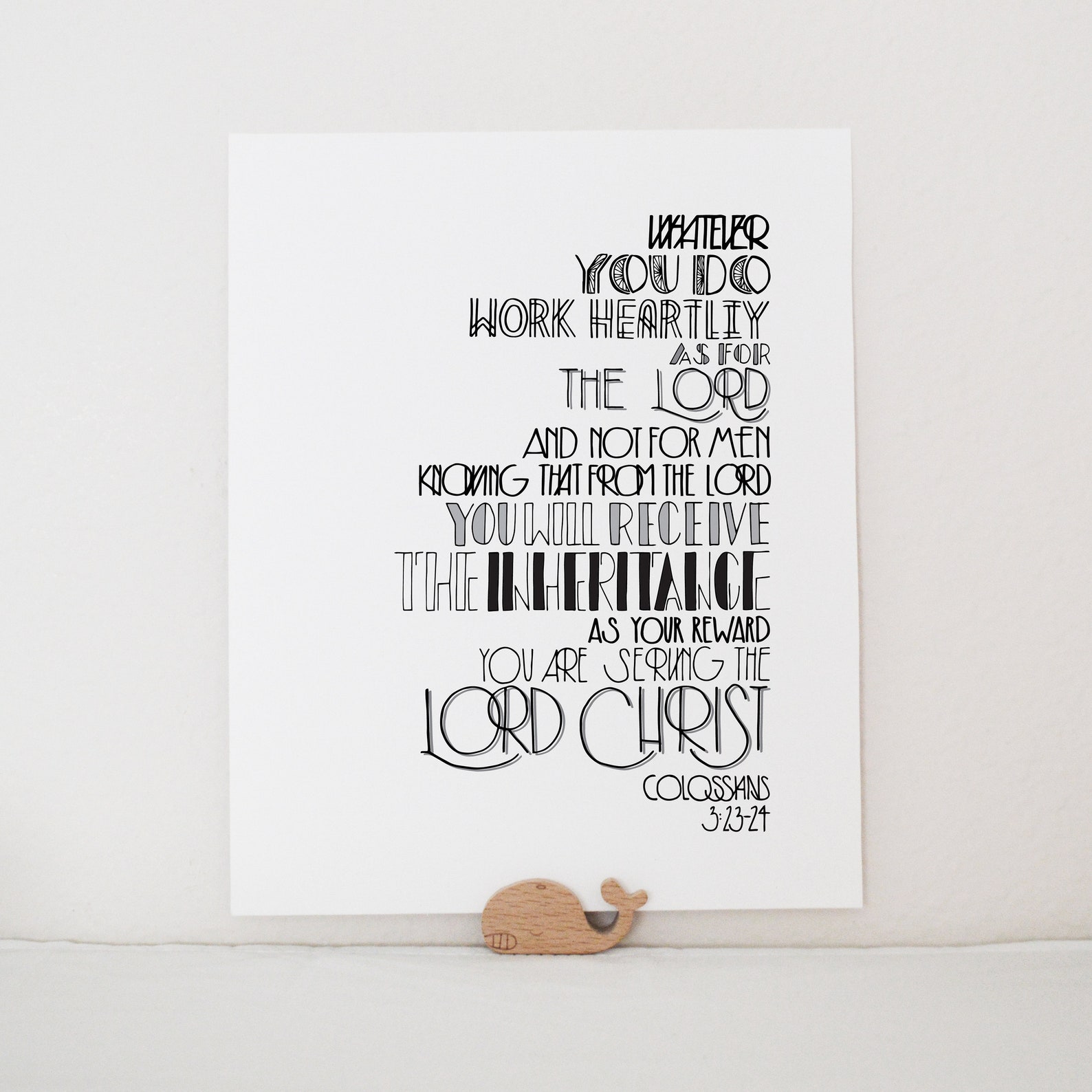 Colossians 3:23-24 Printable Bible Verse Art Print 8x10 | Etsy