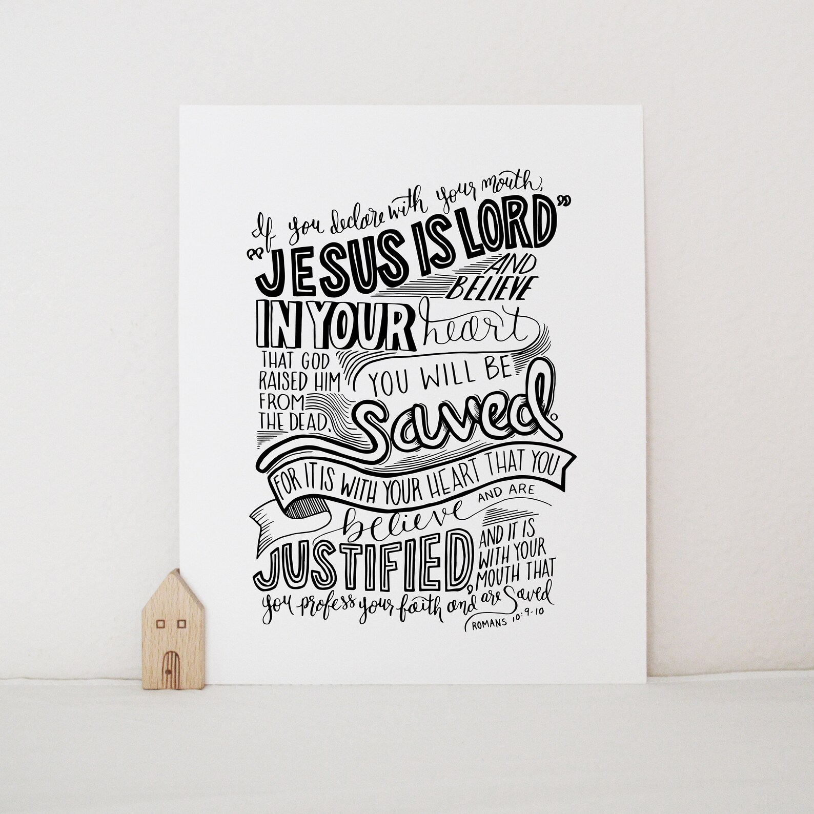 Romans 10:9-10 Printable Bible Verse Art Print 8x10 Digital | Etsy