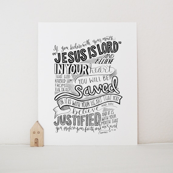 Romans 10:9-10 Printable Bible Verse Art Print 8x10 Digital - Etsy