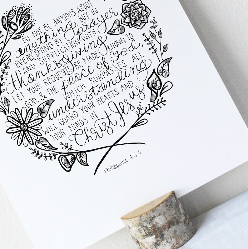 Philippians 4:6-7 Printable Bible Verse Art Print 8x10 Digital - Etsy