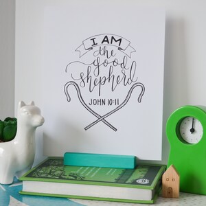 John 10:11 Print Bible Verse I Am the Good Shepherd Art 5x7 8x10 ...