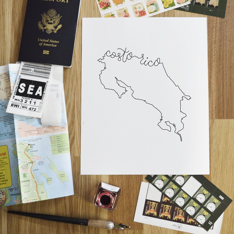 Printable Costa Rica Art Print 8x10 Travel Country Central - Etsy