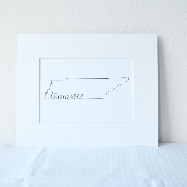 Tennessee Art Print State Outline 5x7 Print in 8x10 White Mat | Etsy