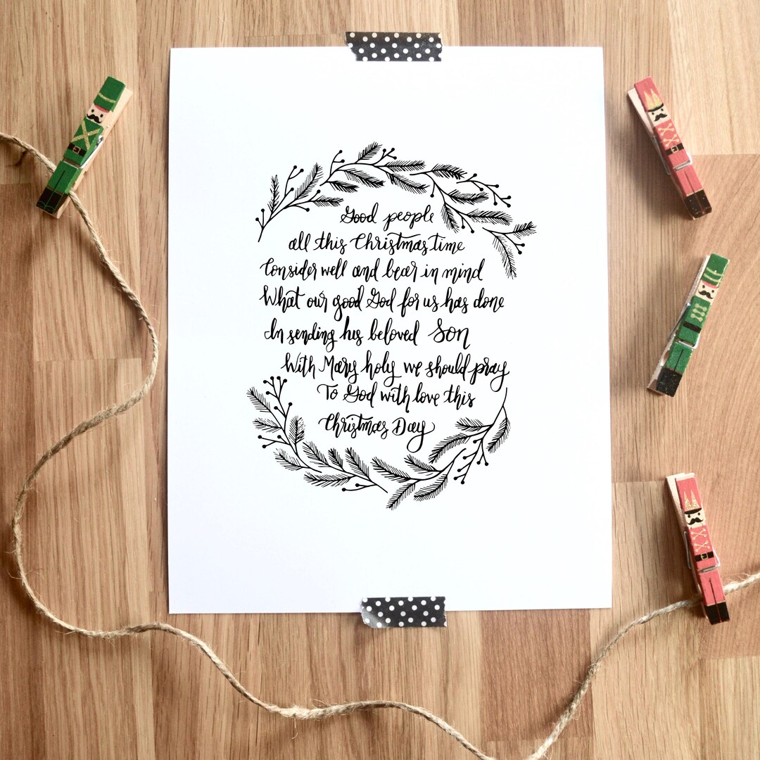 Wexford Carol Printable Christmas Carol Hymn Art Print Bible Verse 8x10 ...