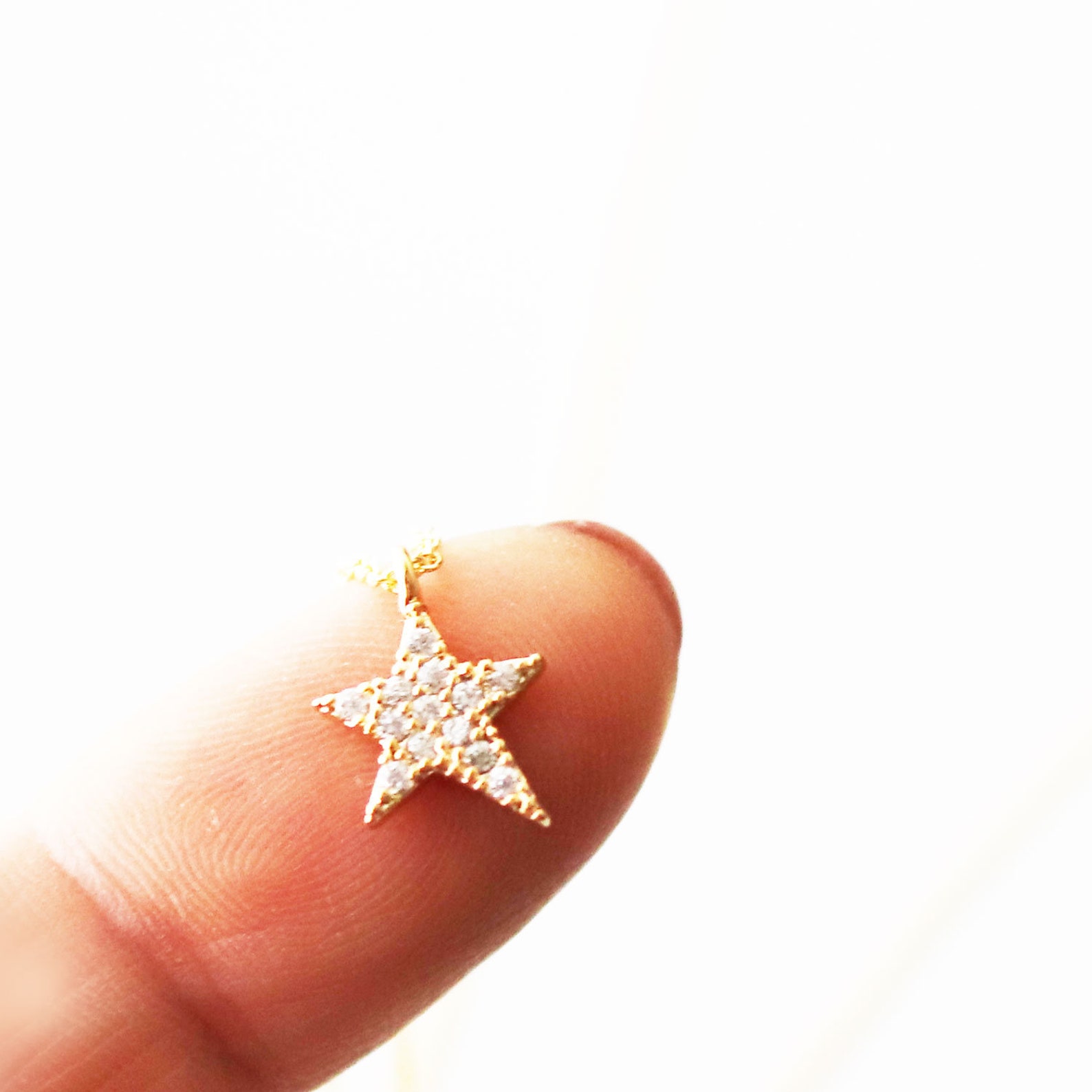 Gold Star Necklace Star Necklace Sparkling Star Necklace - Etsy