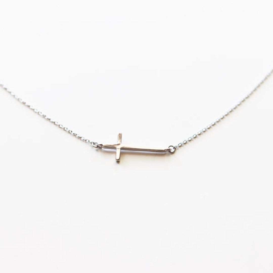 Sideways Cross Necklace Silver Cross Necklace Cross - Etsy