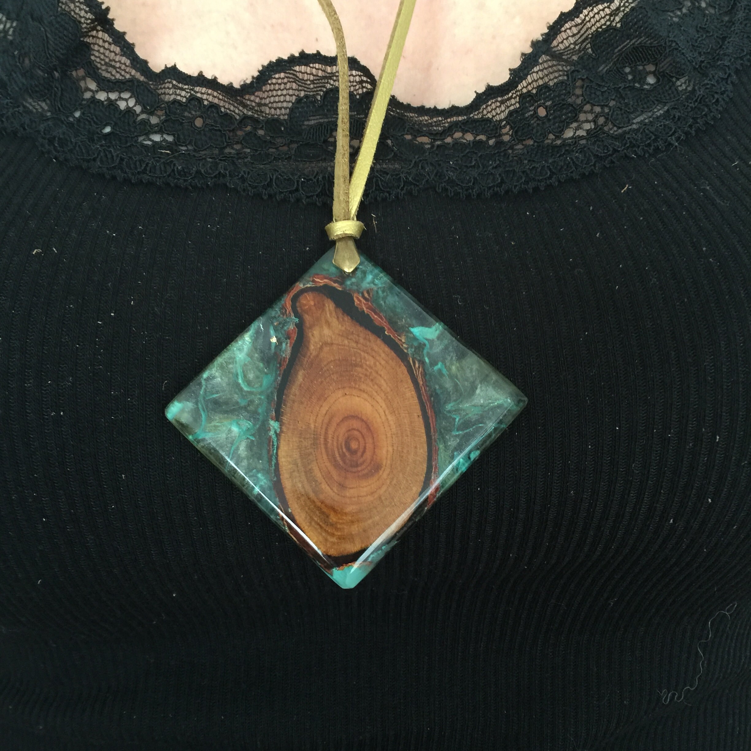 Handmade Reclaimed Wood Resin Necklace: Tropical Waters Jewelry - Etsy