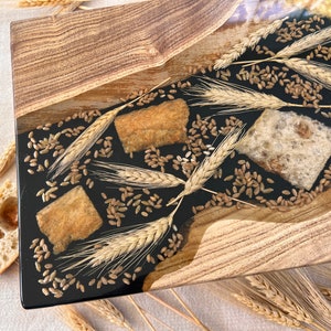 Handmade Walnut and Resin Cutting Board: Bread Oat Theme - Etsy