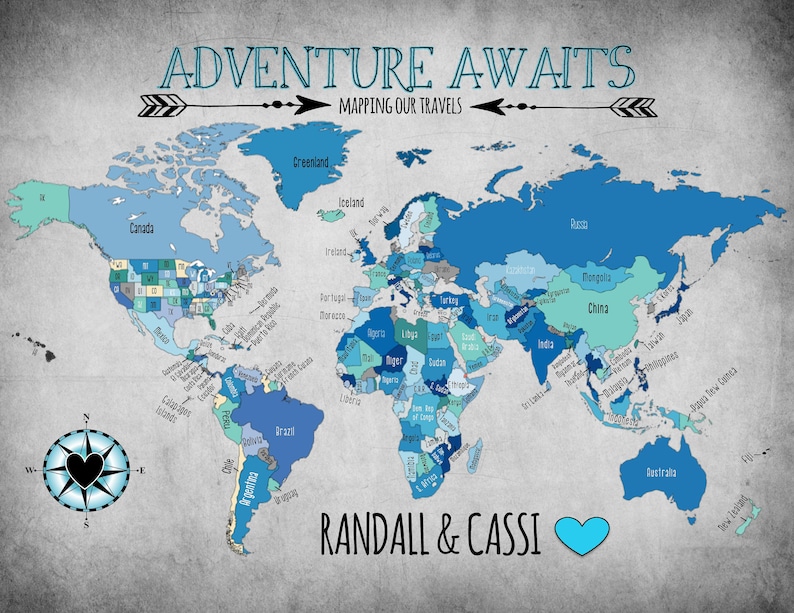 Custom Travel Map/Push Pin Map/ Adventure Awaits | Etsy