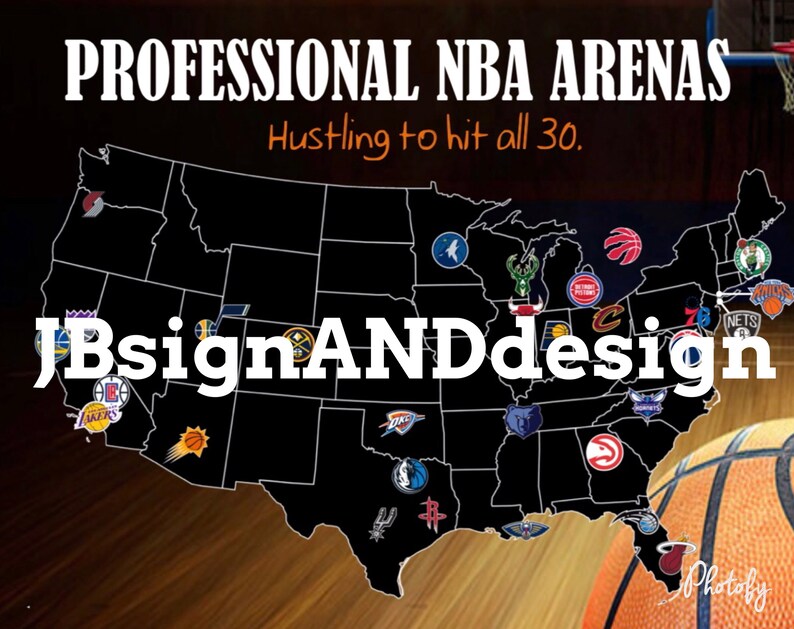 Custom NBA Basketball Travel Map 30 Stadiums/arenas/pushpin Map - Etsy