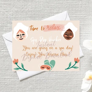 Spa Day Digital Voucher, Spa Day Instant Download, Pink Spa Day ...