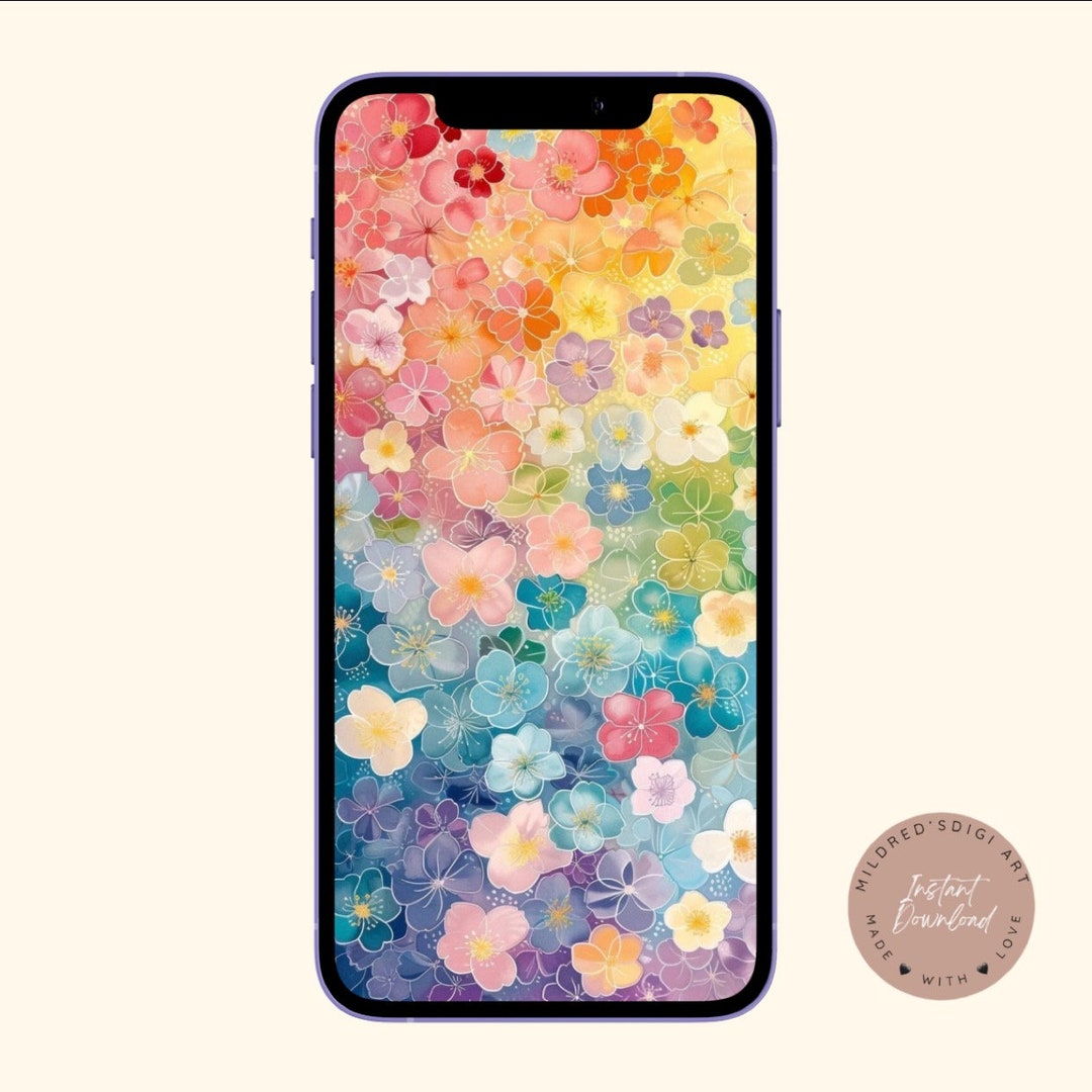 Watercolour Flowers Minimal iPhone Screensaver, Floral Apple iPhone ...