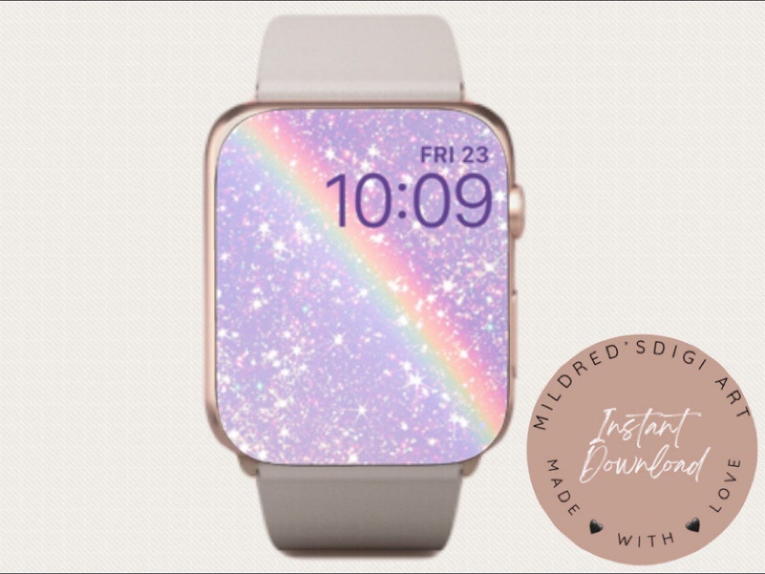 Purple Watch Wallpaper. Rainbow Glitter Watch Face | Sparkly Rainbow ...