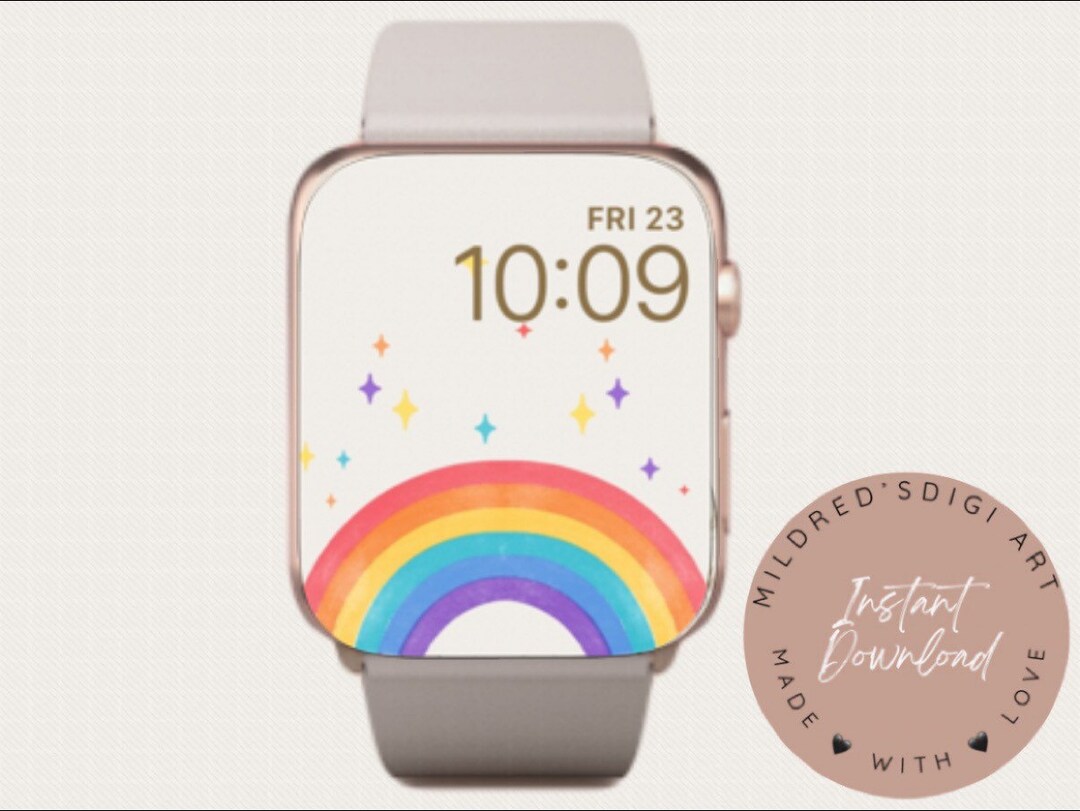 Rainbow Watch Face, Watercolour Rainbow Watch Wallpaper for Apple Watch ...