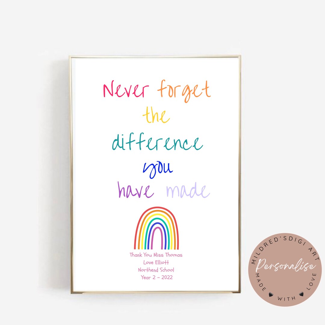 Personalised Print Teacher Gift, Custom Print for Teacher or Nursery ...