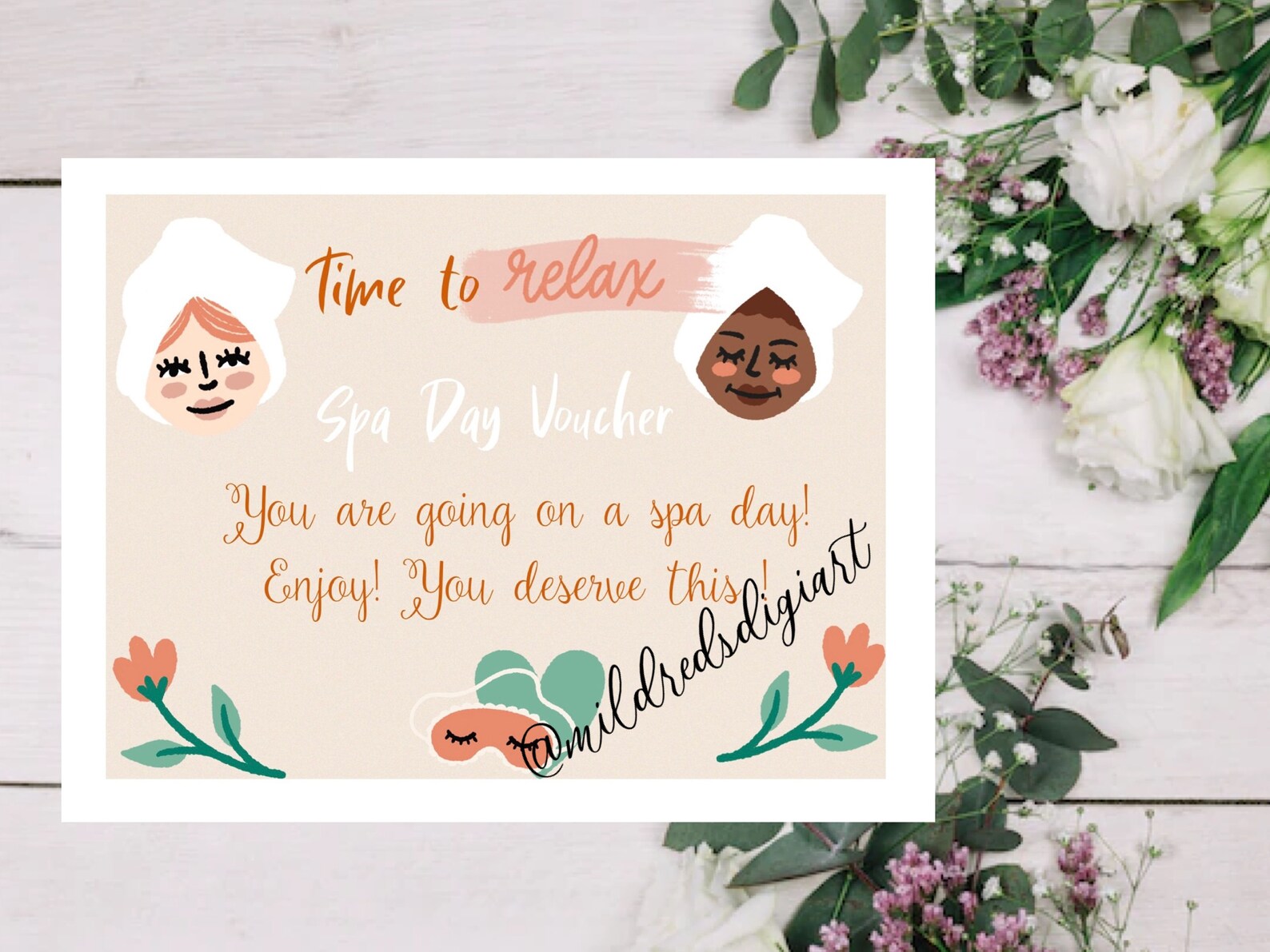 Spa Day Digital Voucher, Spa Day Instant Download, Pink Spa Day ...