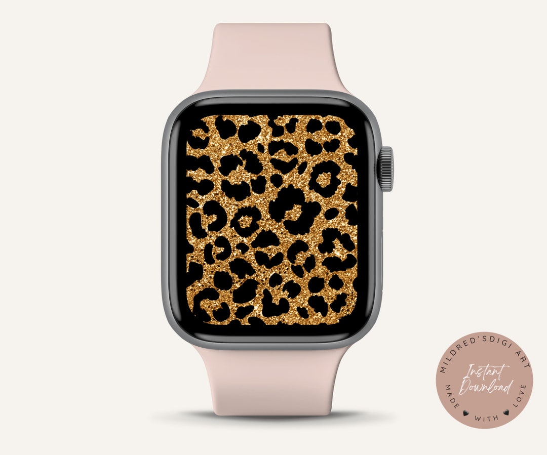 Gold Glitter Leopard Print Watch Face, Leopard Print Apple Watch ...