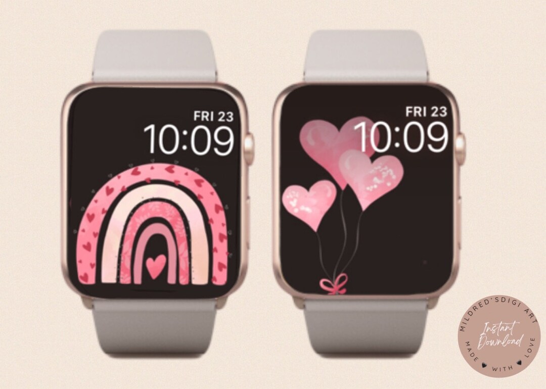 Pink Love Heart Valentines Watch Face for Apple Watch, Love Heart ...
