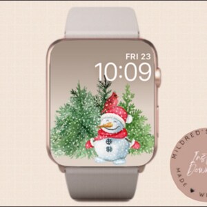 3 Christmas Watch Wallpapers Bundle, Snowman Watch Background ,minimal ...