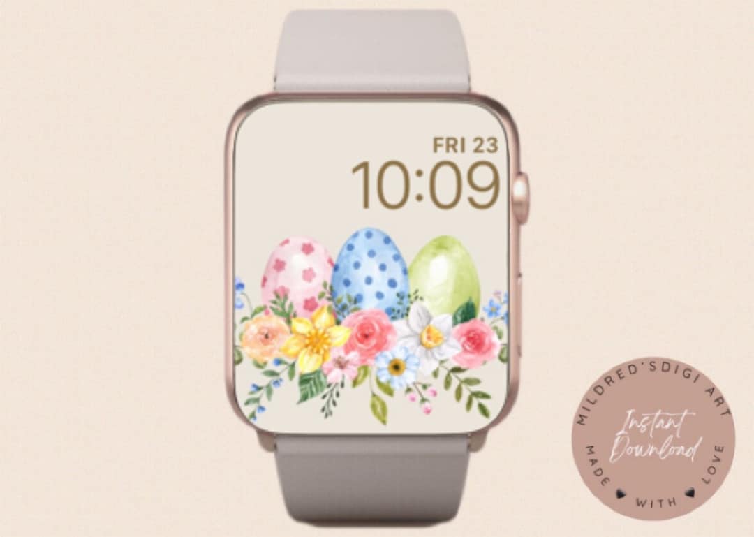 Easter Eggs Watch Wallpaper, Floral Easter Eggs Apple Watch Background ...