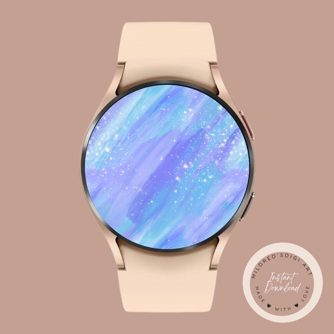 Blue Sparkle Swirls Minimal Samsung Galaxy Watch Wallpaper, Watch ...