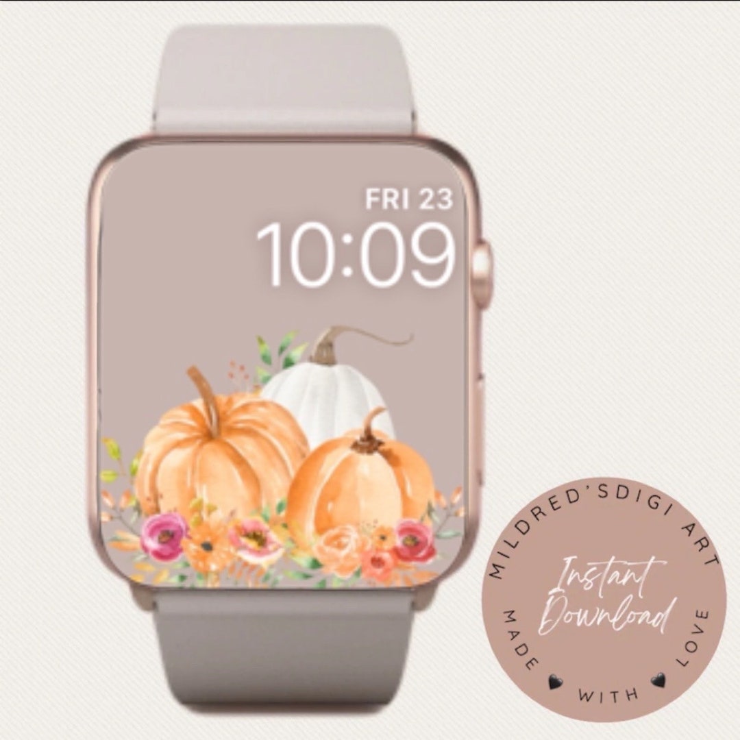 Autumn Minimal Watch Wallpaper, Autumn Pumpkin Watch Background ...