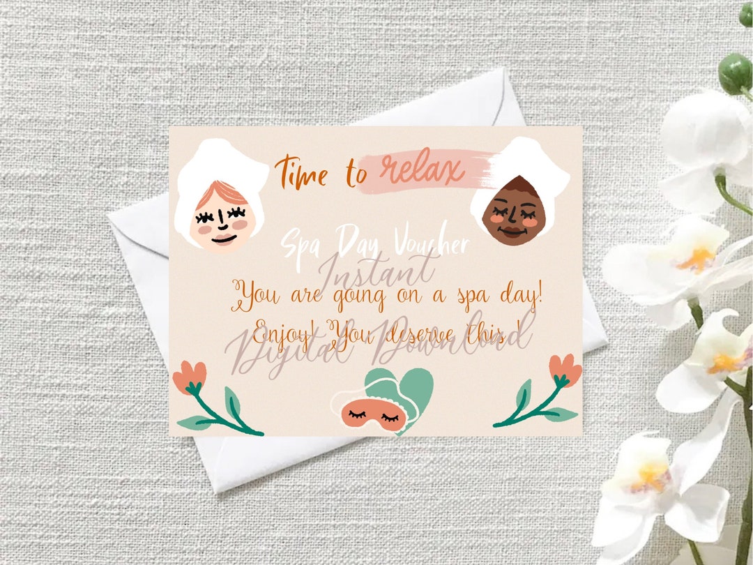 Spa Day Digital Voucher, Spa Day Instant Download, Pink Spa Day ...