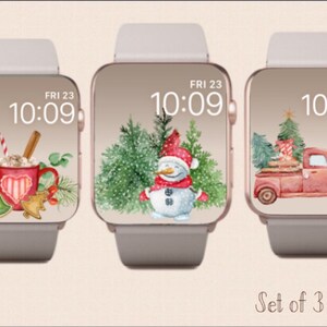 3 Christmas Watch Wallpapers Bundle, Snowman Watch Background ,minimal ...