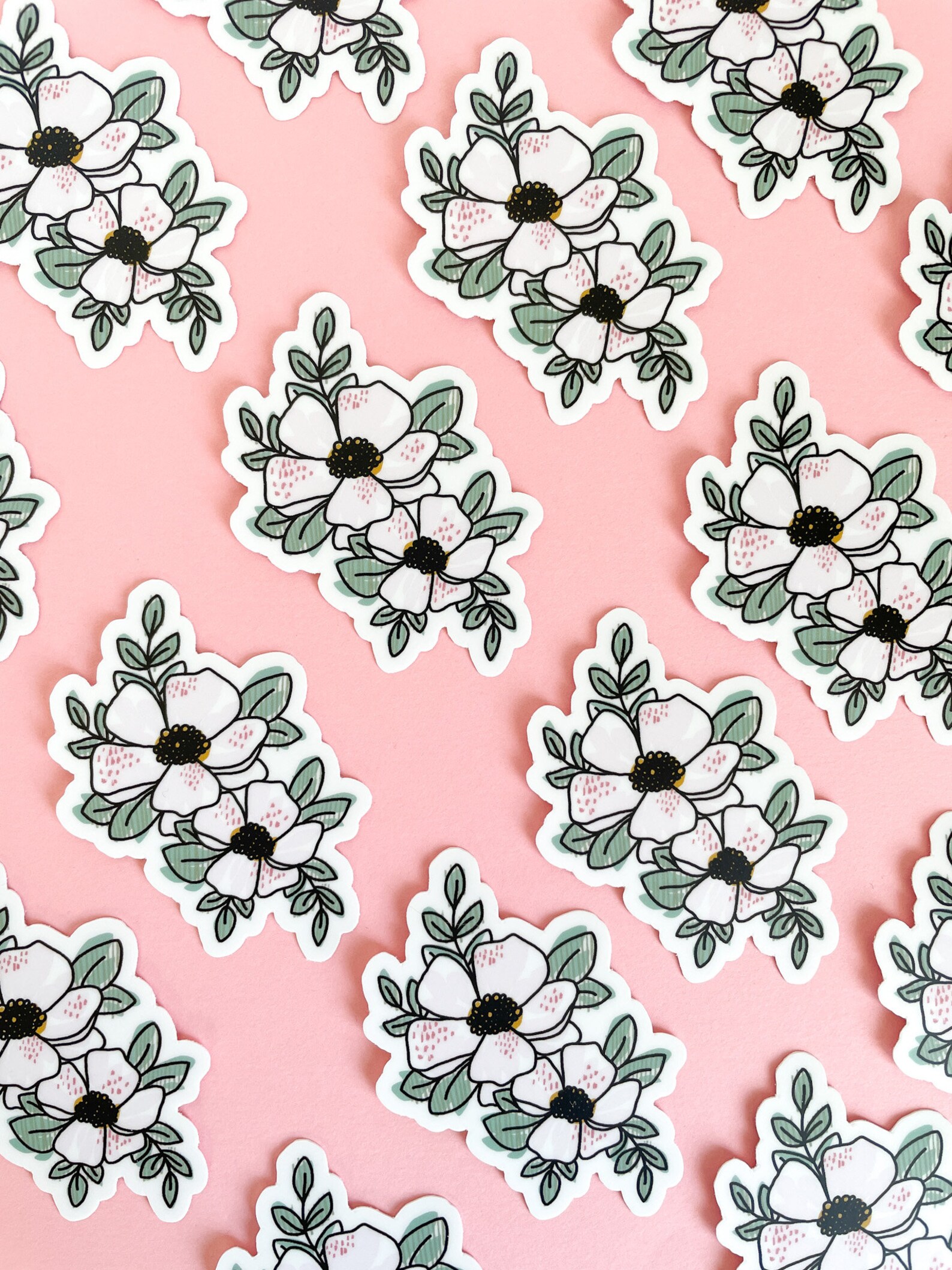 Modern Floral Sticker Pink Floral Sticker Modern Flower | Etsy