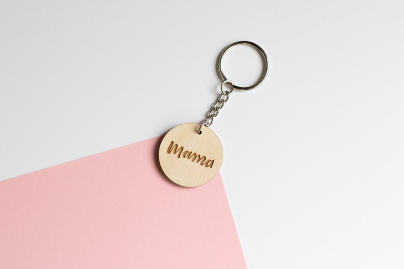Mama Keychain Modern Mama Wooden Keychain Engraved | Etsy